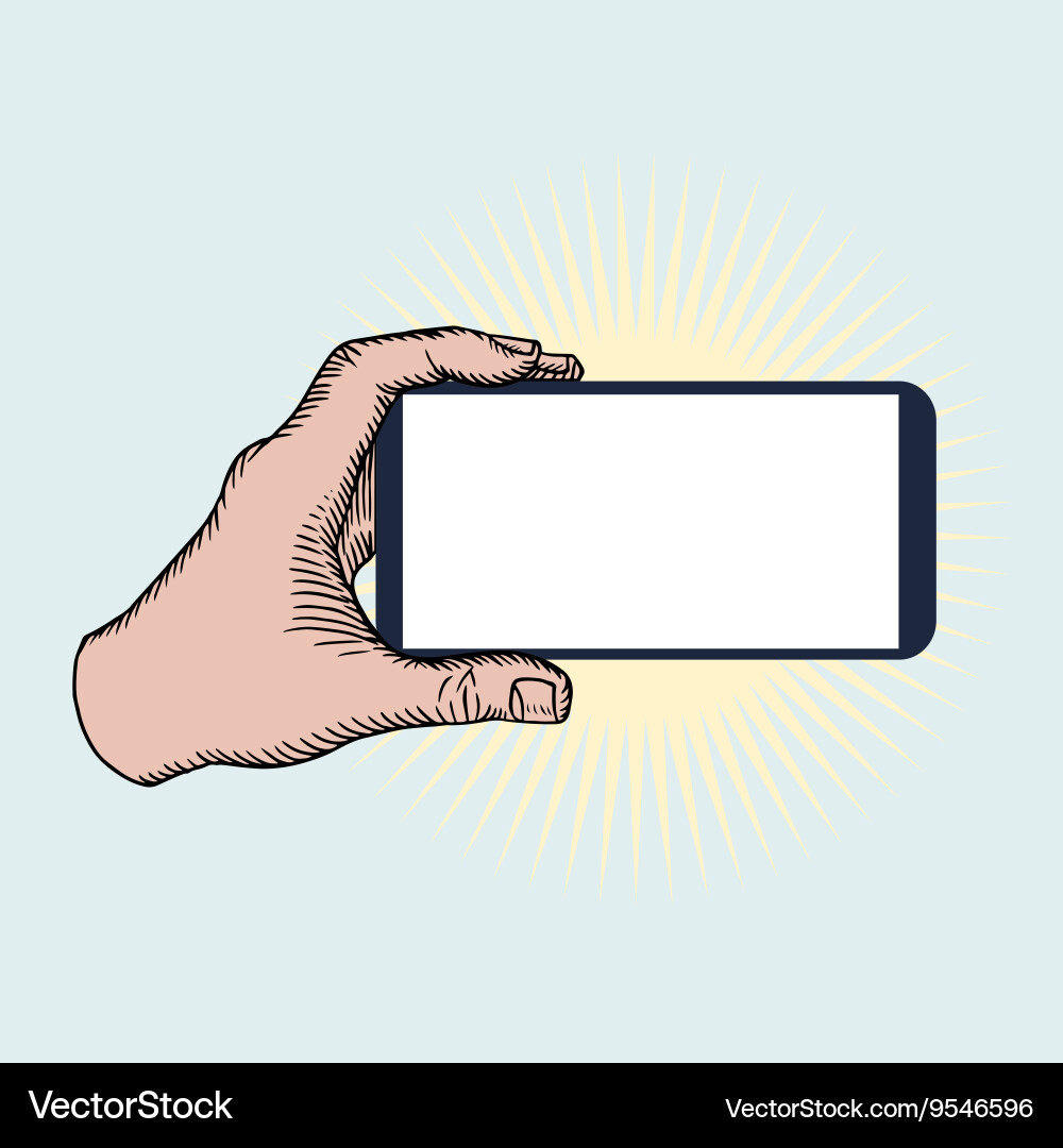Hand holding mobile phone horizontally Royalty Free Vector