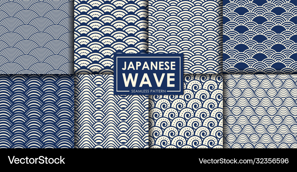 Japanese Wave Pattern Collection Royalty Free Vector Image