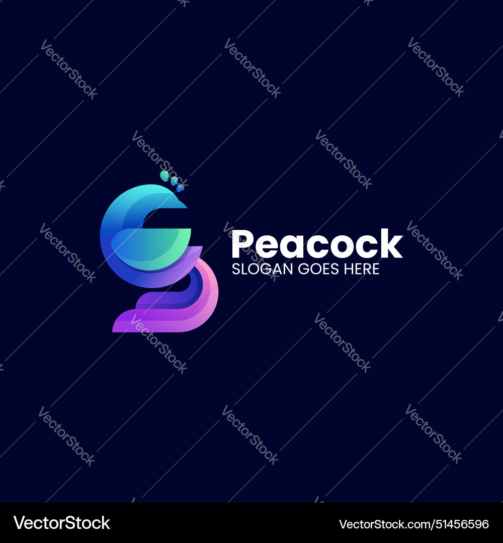 Logo peacock gradient colorful style Royalty Free Vector
