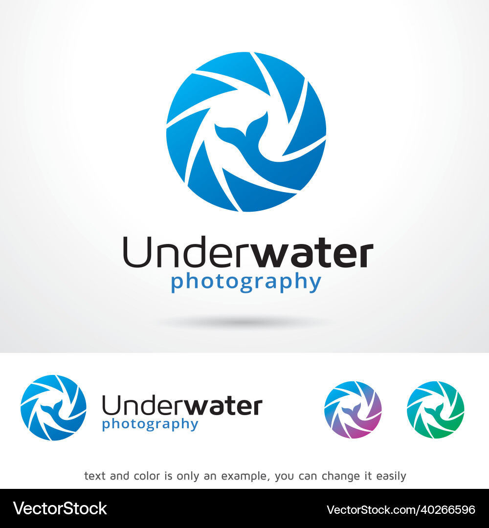 Underwater photography logo template Royalty Free Vector