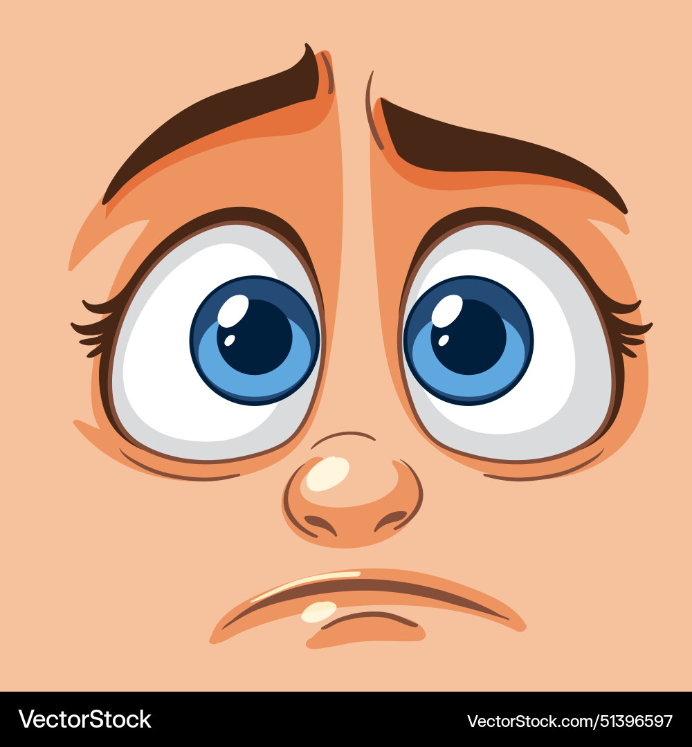 A concerned and anxious cartoon face Royalty Free Vector