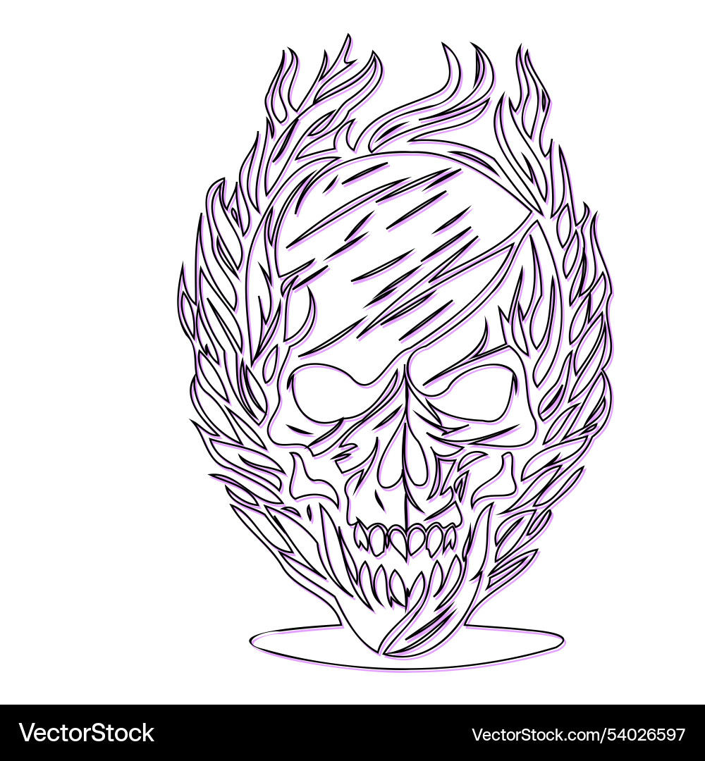 Cursed skull halloween sketch outline shadow Vector Image