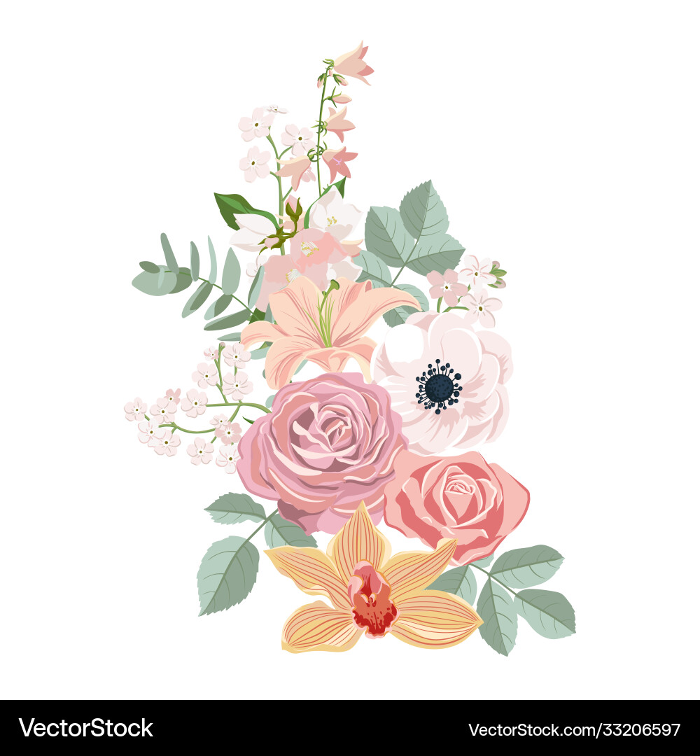 Drawing flowers composition Royalty Free Vector Image