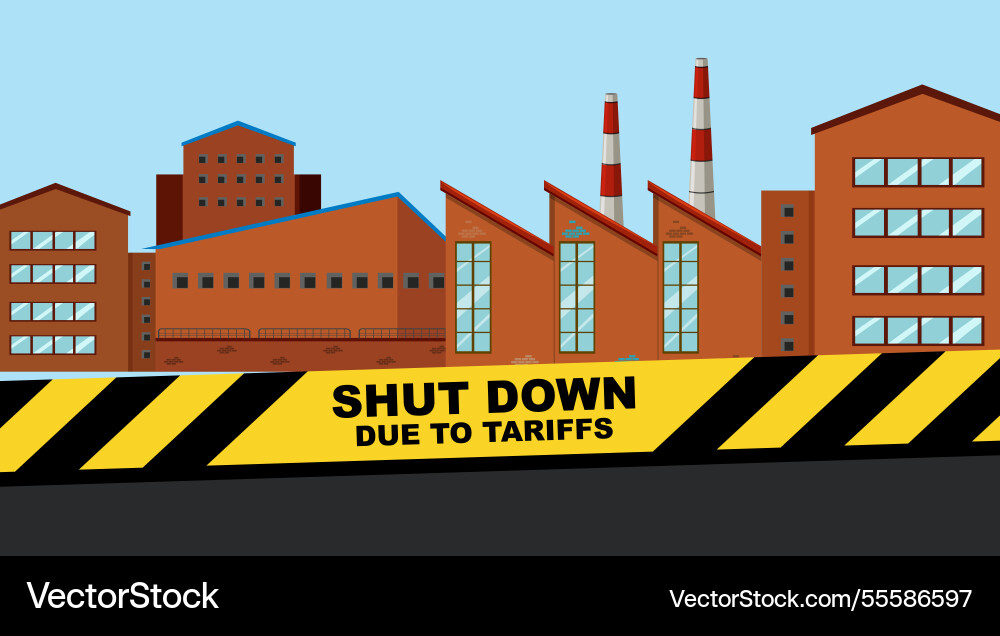 Factory closure from tariff impact Royalty Free Vector Image