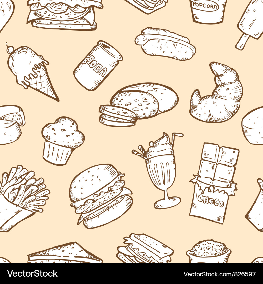 Food seamless pattern Royalty Free Vector Image