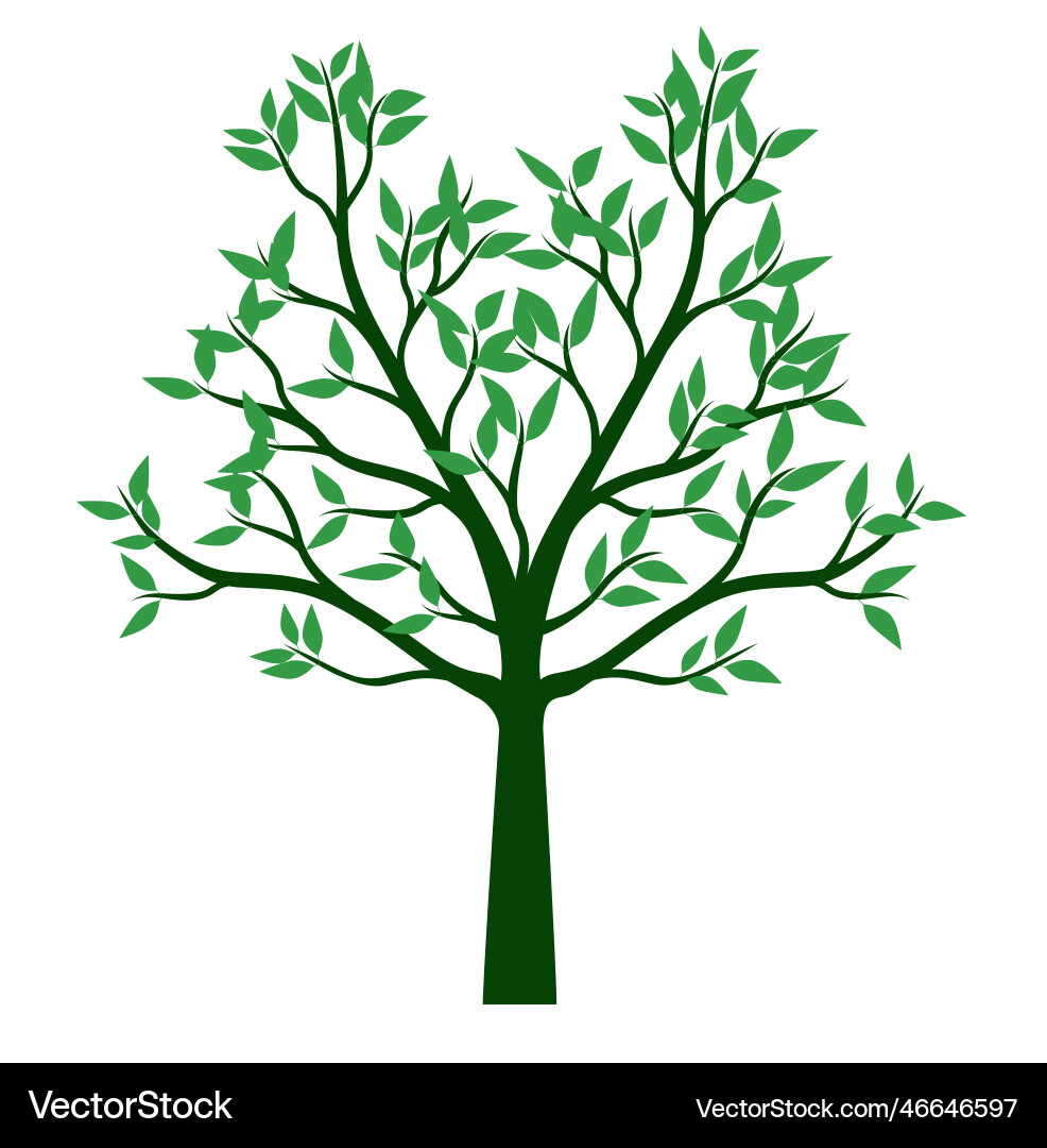 Green tree with leaves outline Royalty Free Vector Image