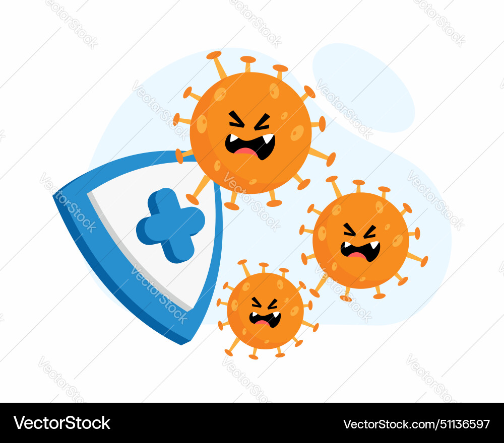 Immunity shield protecting from viruses Royalty Free Vector