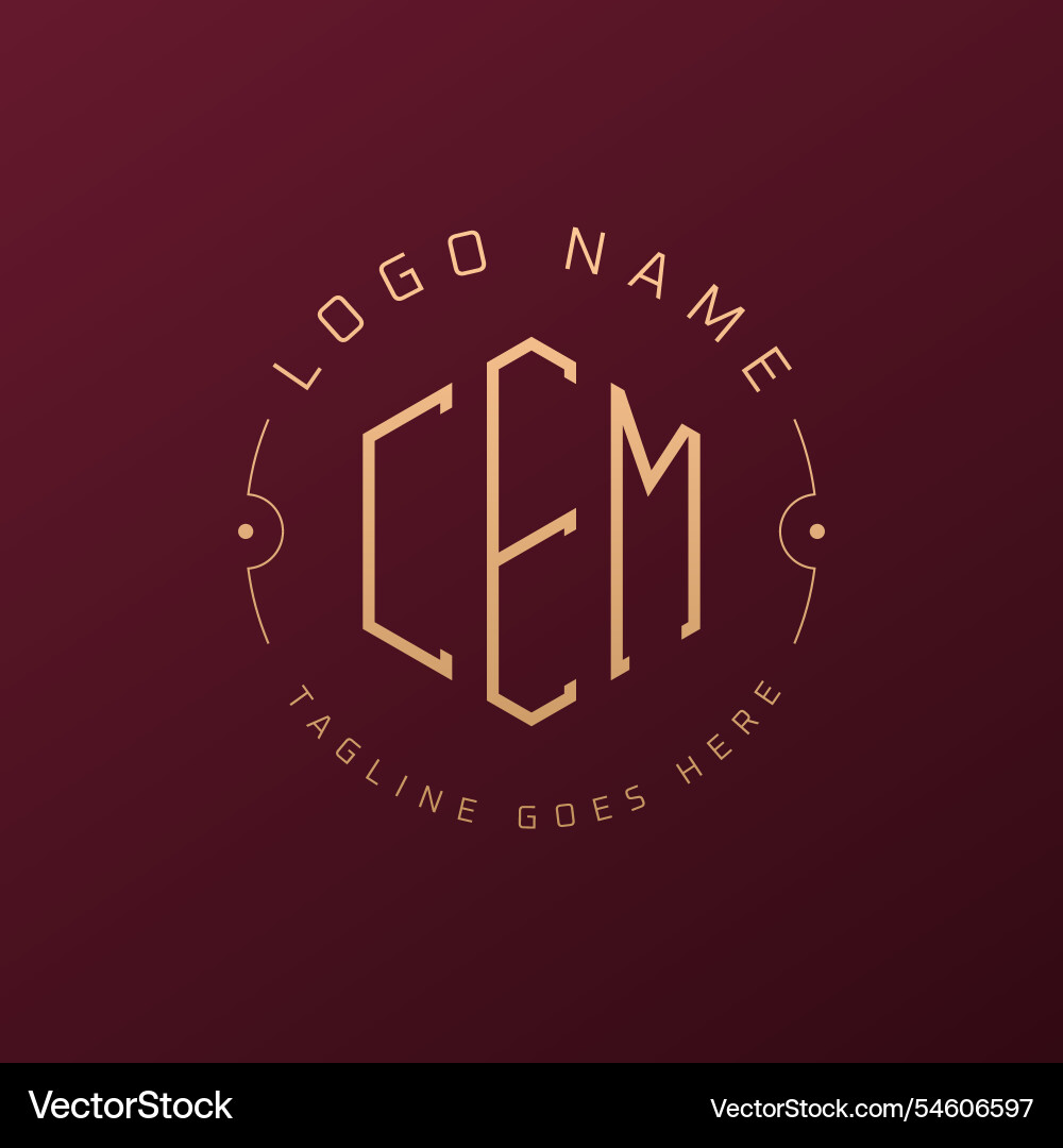 Luxury cem logo design elegant letter Royalty Free Vector