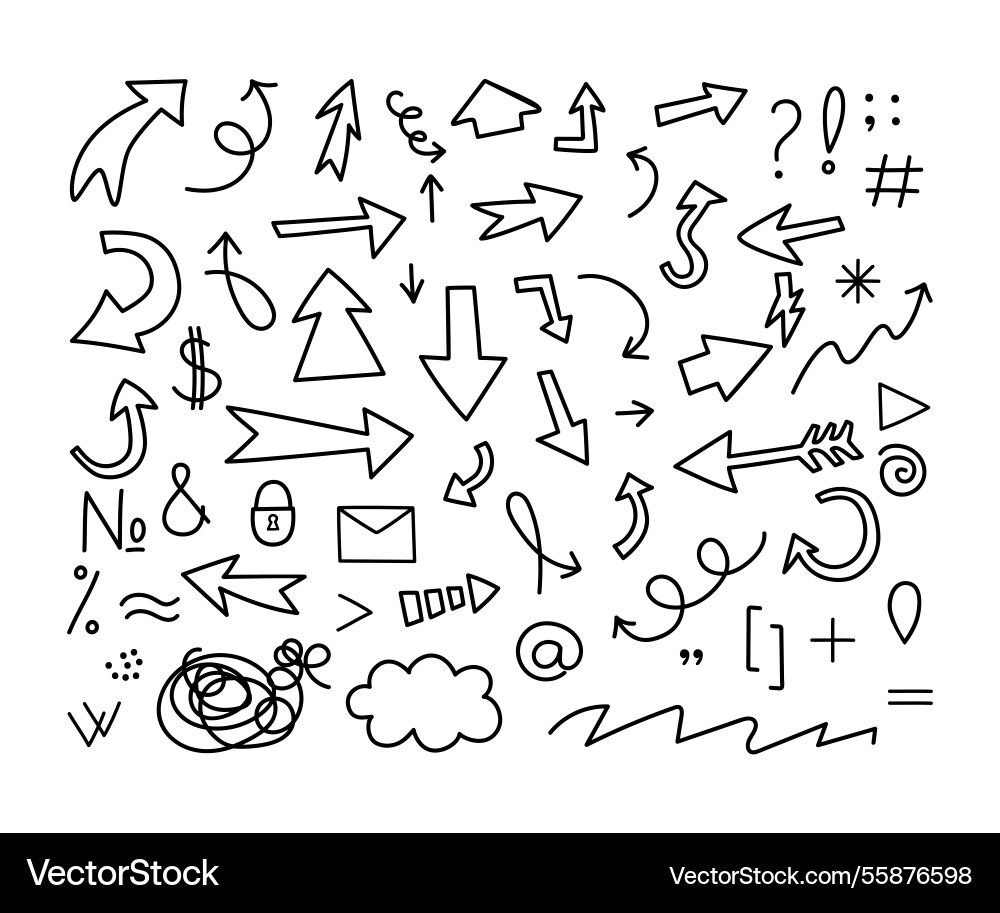 Arrows are a set of different linear black Vector Image