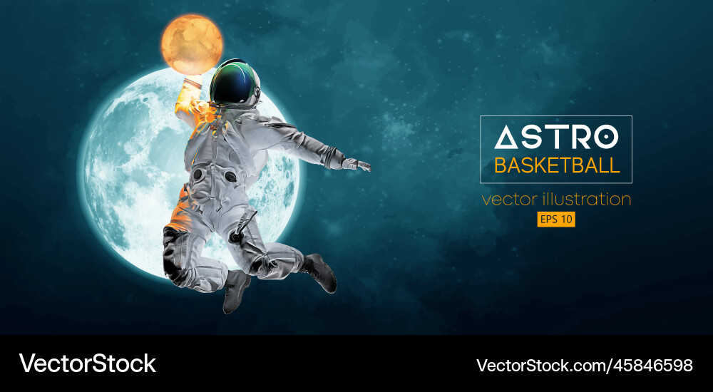 Basketball player astronaut in action and planets Vector Image