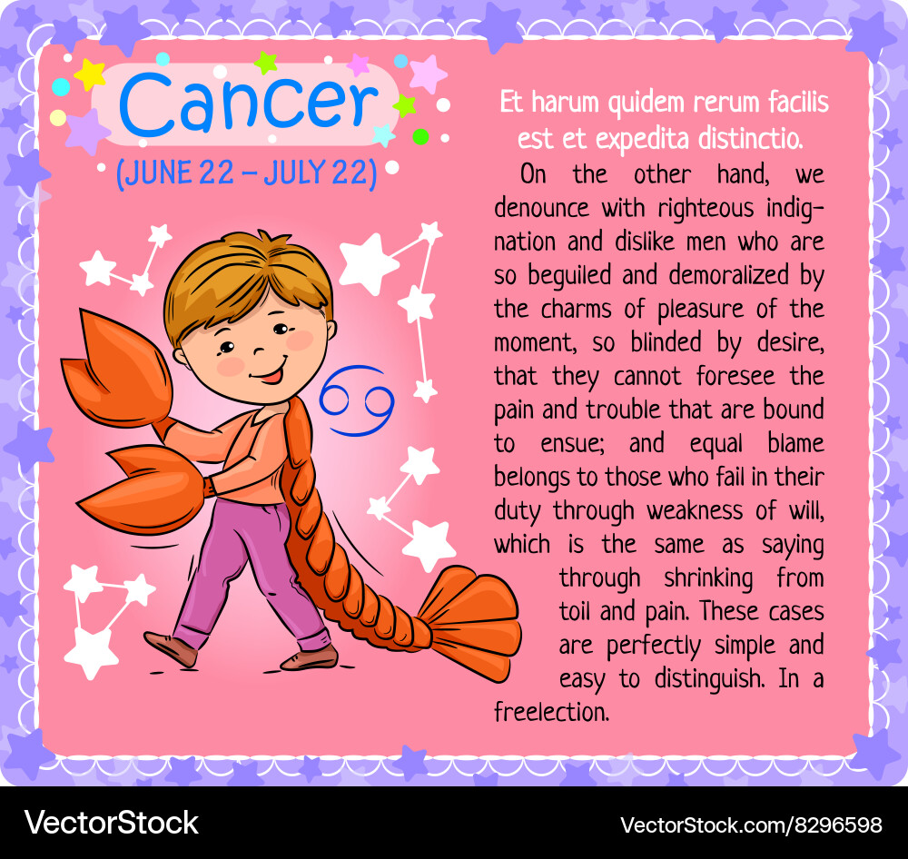 Cancer zodiac kid Royalty Free Vector Image - VectorStock
