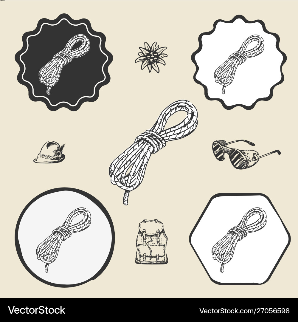 Climbing ropes vintage icon flat web sign symbol Vector Image