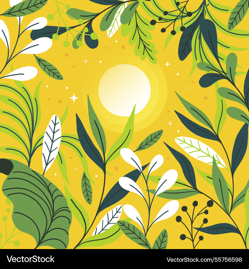 Colorful hand drawn leaves background Royalty Free Vector