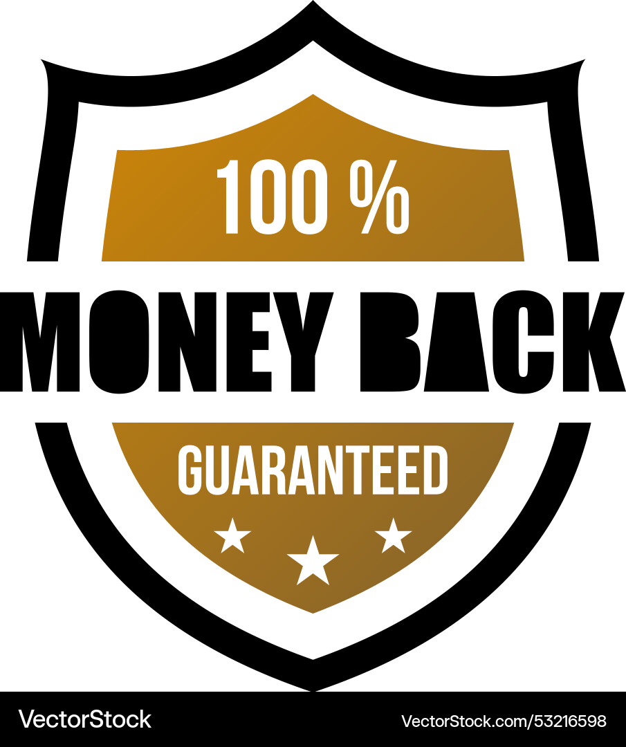 Creative 100 money back guaranteed gold icon Vector Image