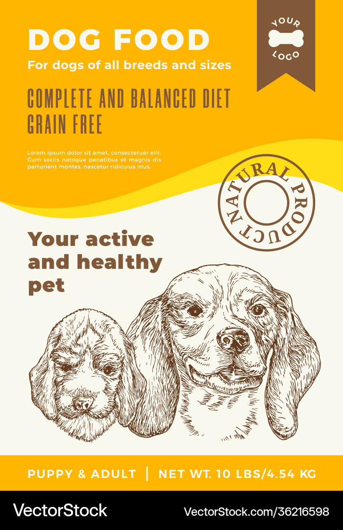 Dog food label template abstract packaging Vector Image