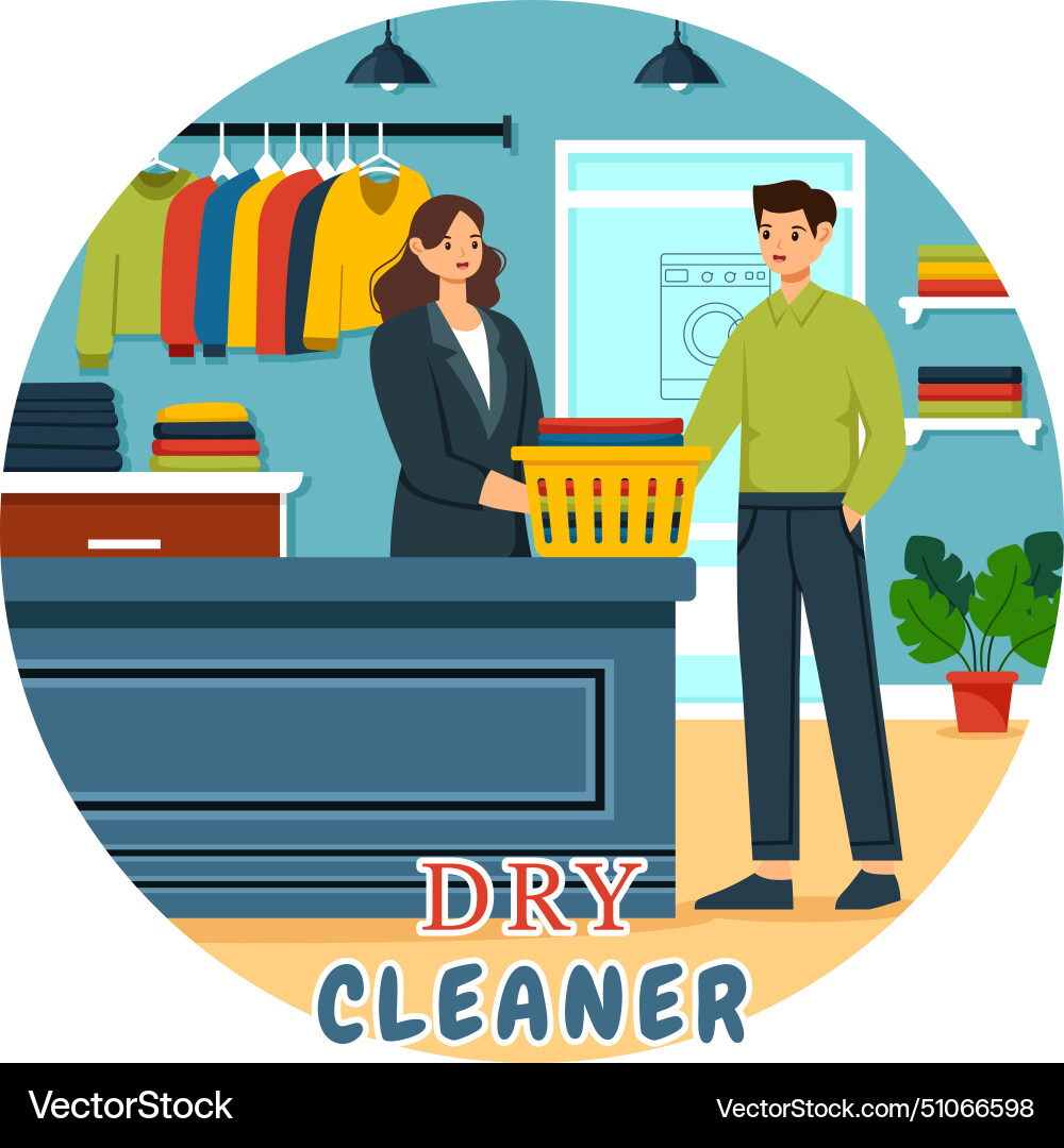 Dry cleaning store service with washing machines Vector Image