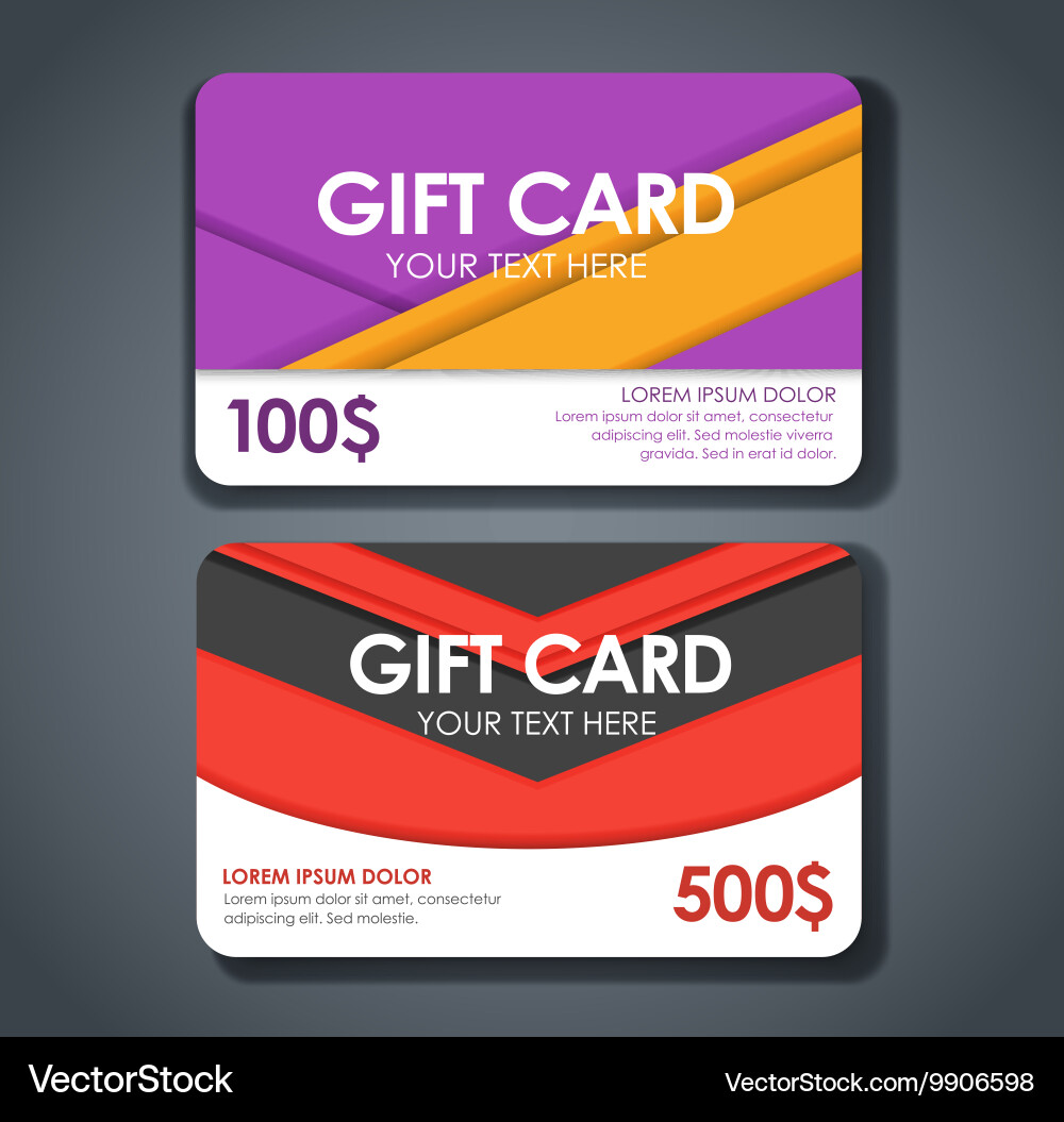 Gift cards in style of material design Royalty Free Vector