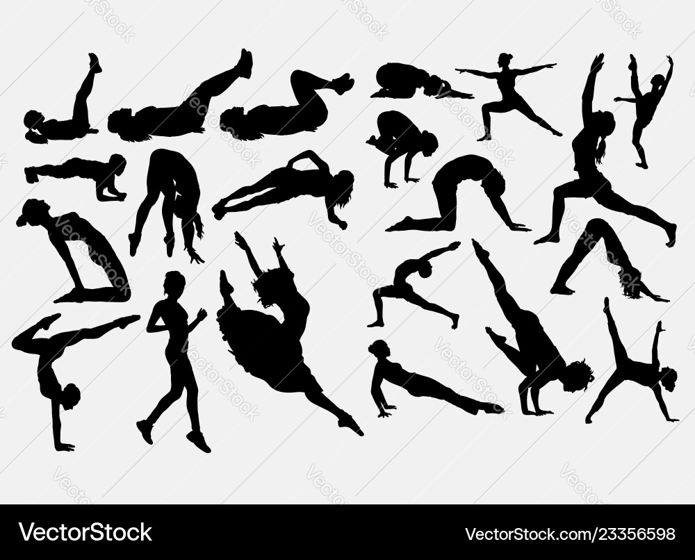 Pilates and dancer silhouette Royalty Free Vector Image