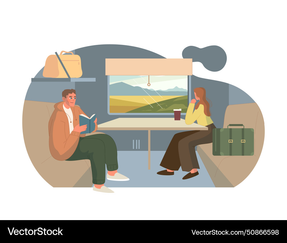 Relaxed travel by train Royalty Free Vector Image