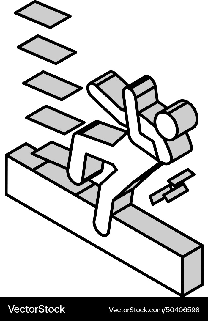 Stairs fall man accident isometric icon Royalty Free Vector
