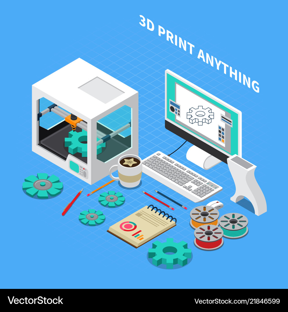 3d printing industry background Royalty Free Vector Image