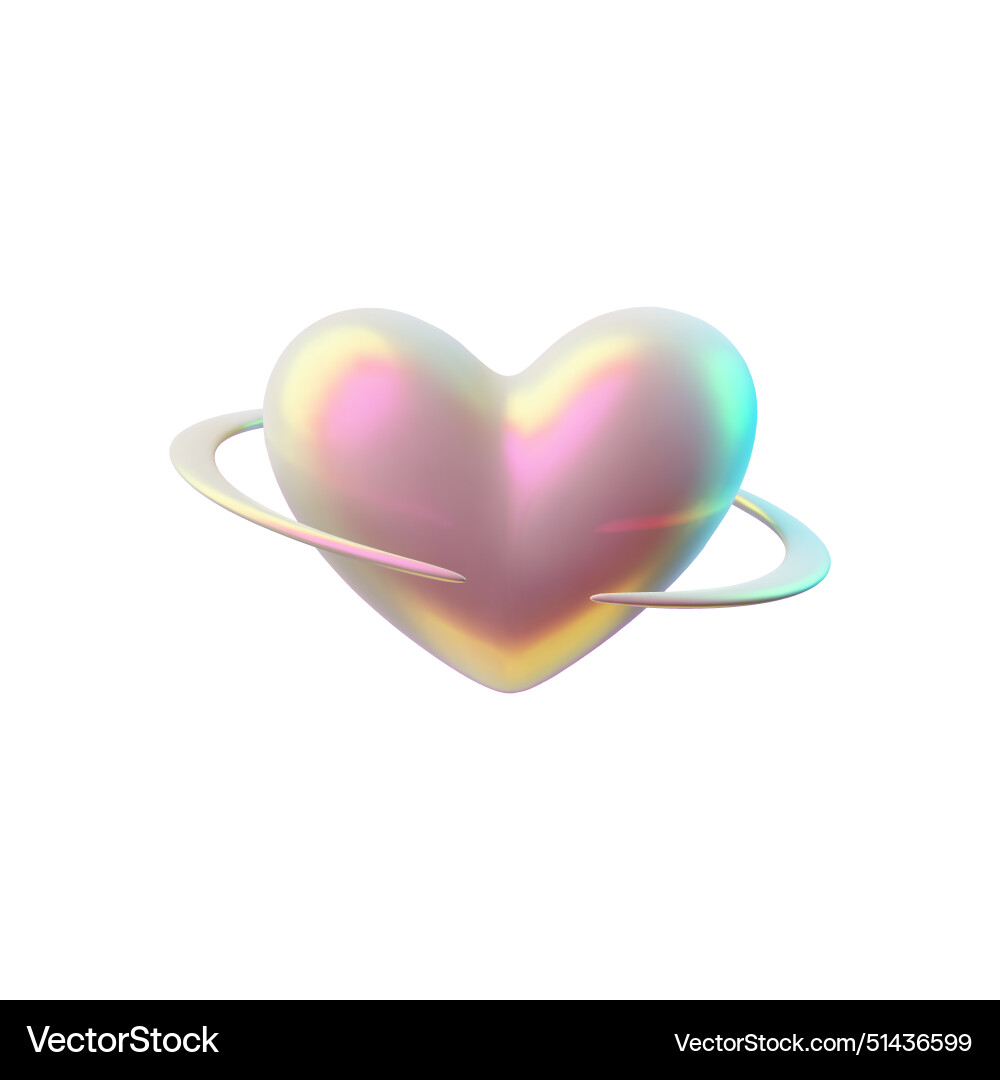 3d y2k heart icon with orbiting ring Royalty Free Vector