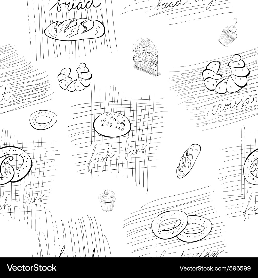 Bakery Pattern - Bread & Buns Royalty Free Vector Image