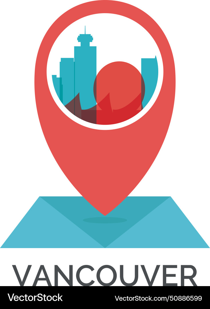 Canada vancouver map city pin point geolocation Vector Image