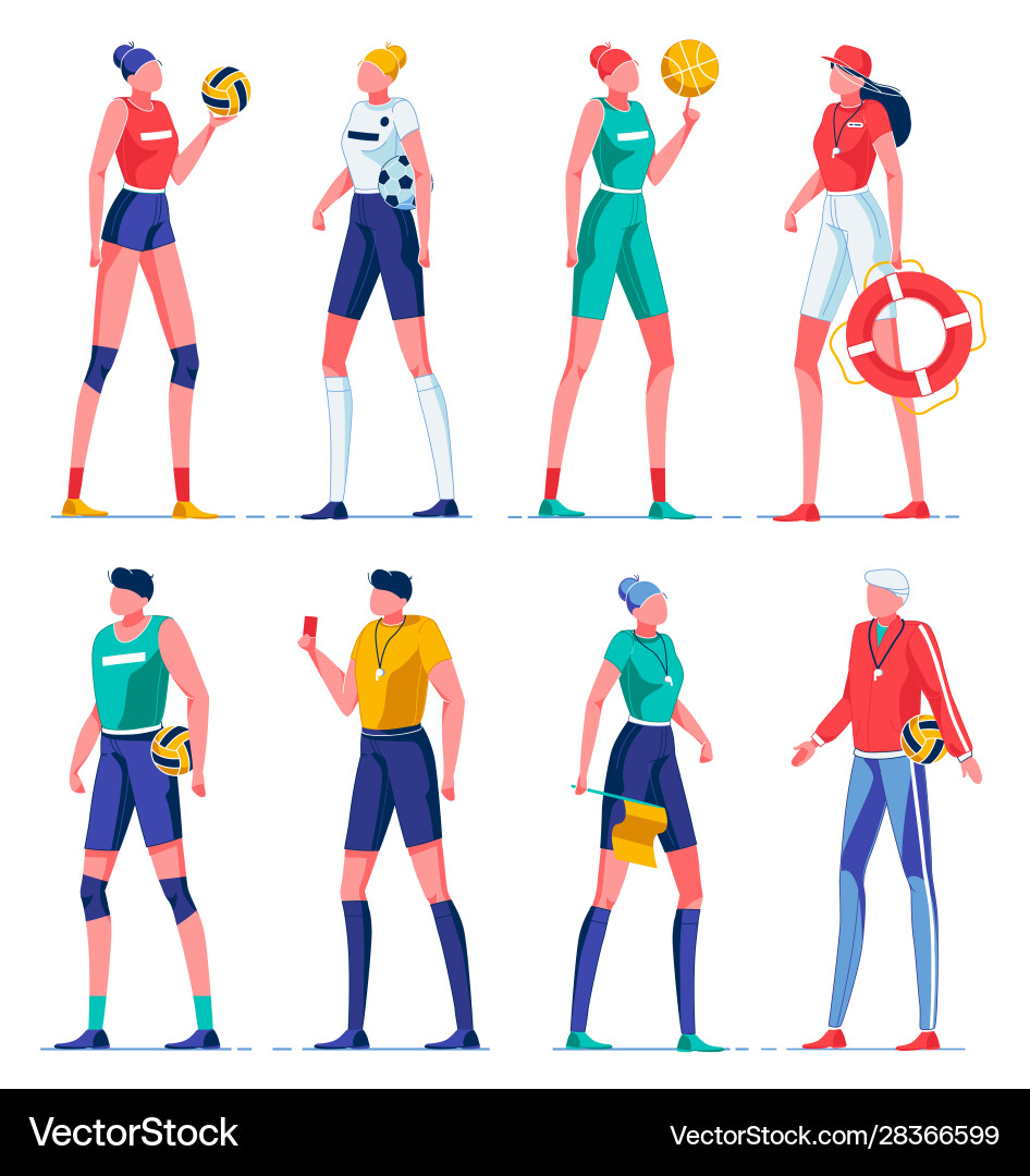 Cartoon coaches teaching different kinds sport Vector Image