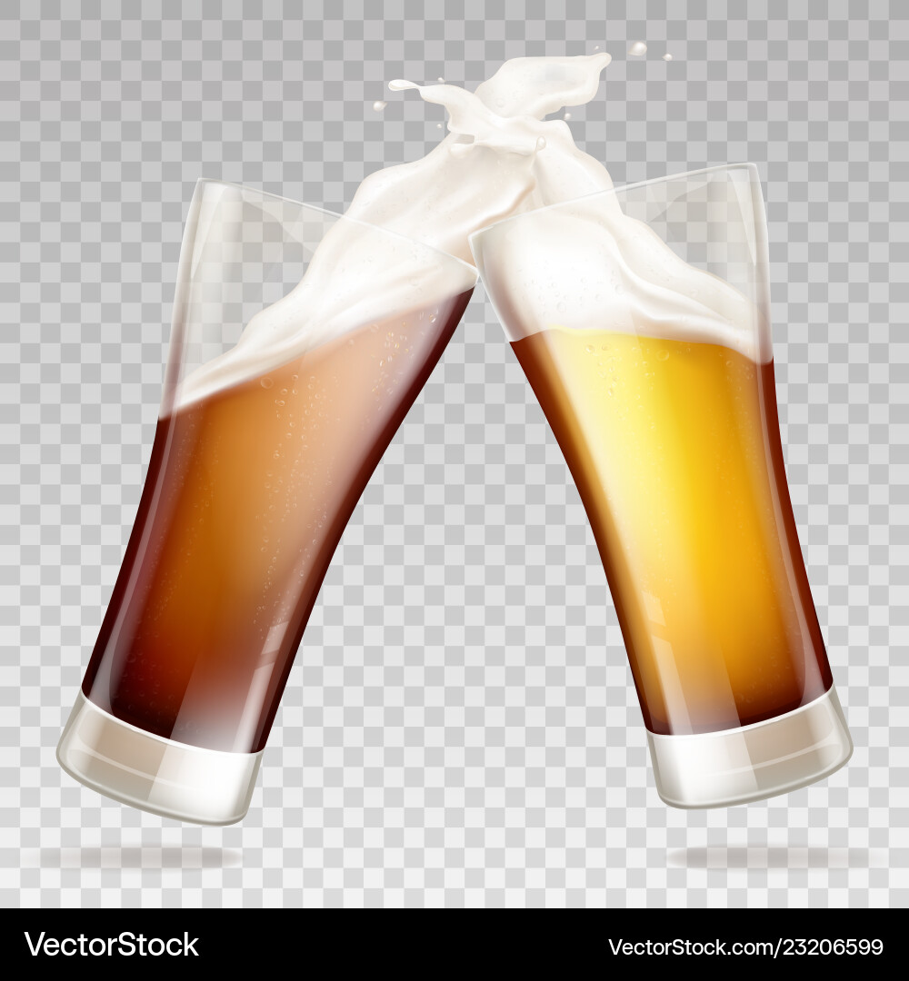 Light dark beer in transparent glasses Royalty Free Vector