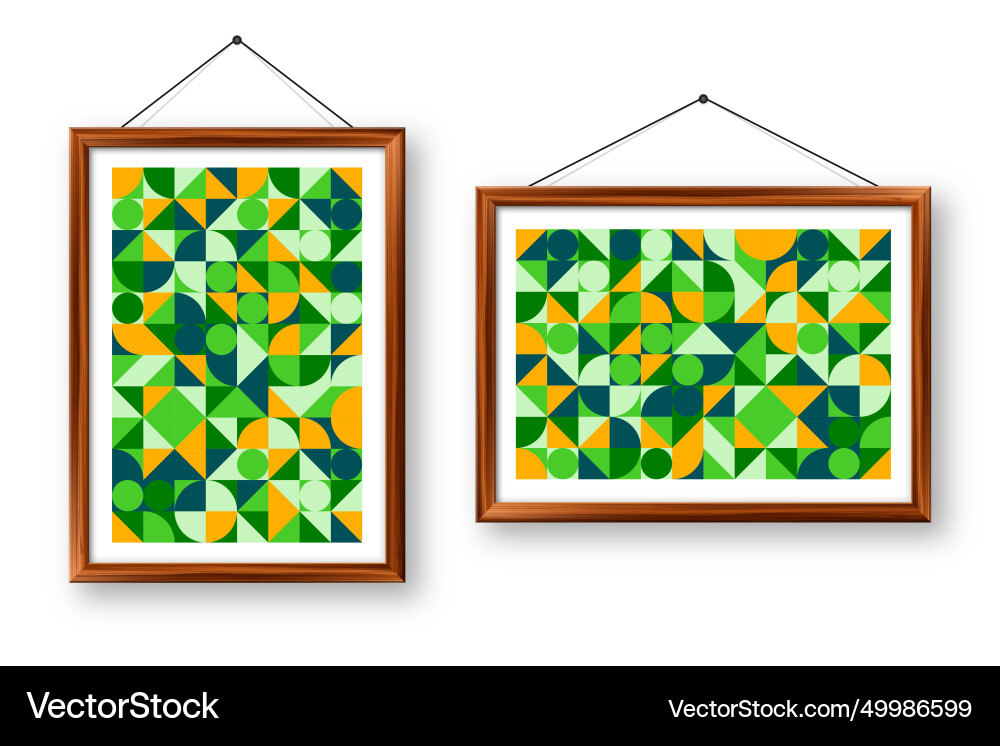 Picture frame with geometric trendy pattern Vector Image