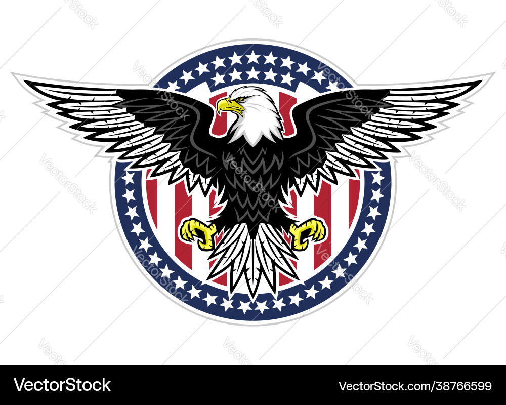Round icon with bald eagle Royalty Free Vector Image