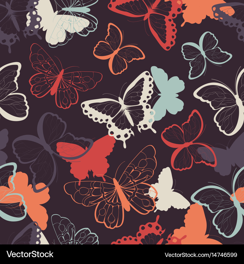 Seamless pattern with colorful butterflies Vector Image