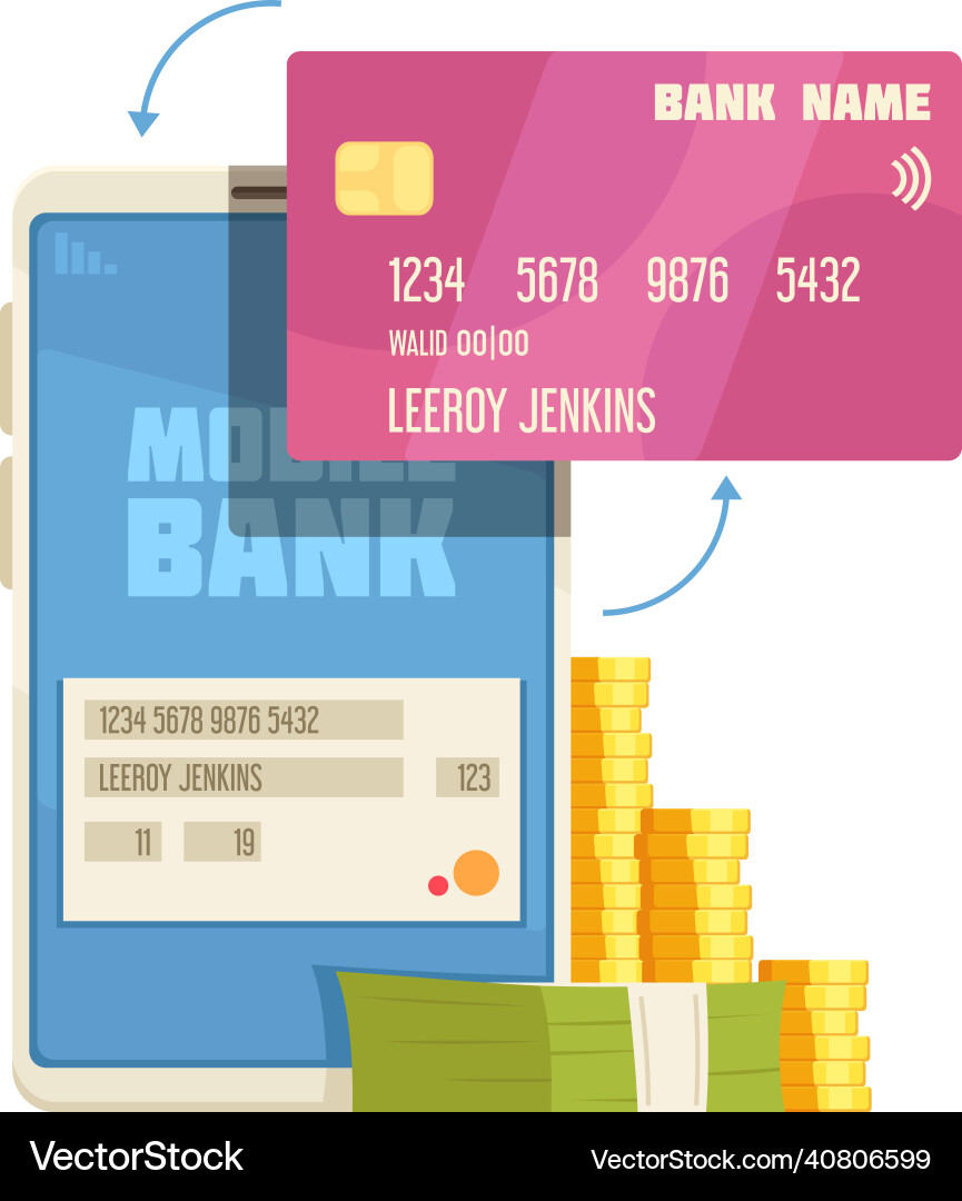 Transfer mobile bank composition Royalty Free Vector Image