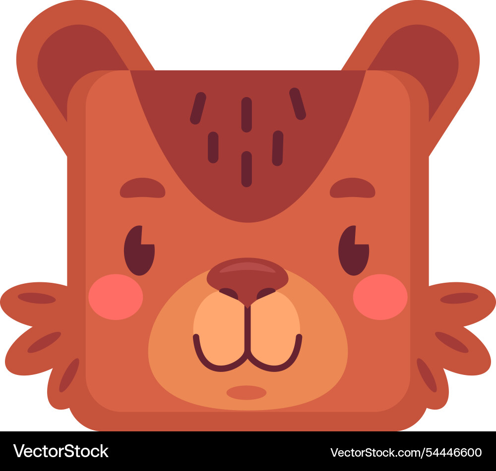 Bear face cartoon square animal head icon Vector Image