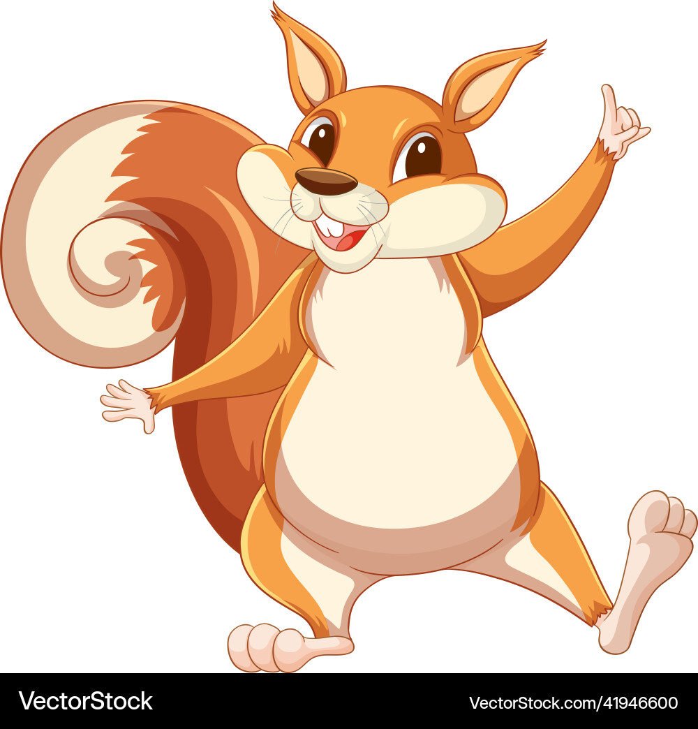 Cute cartoon squirrel standing on white background