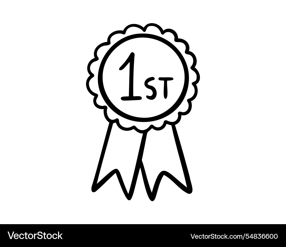 First place winner reward rosette hand drawn Vector Image