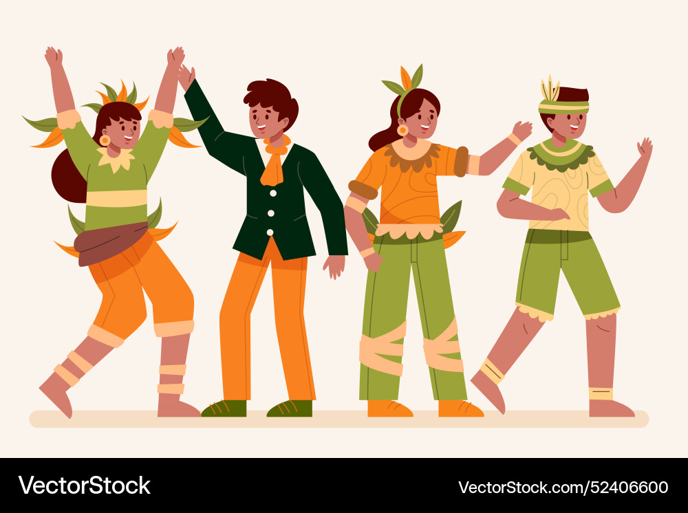 Flat brazilian carnival characters collection Vector Image
