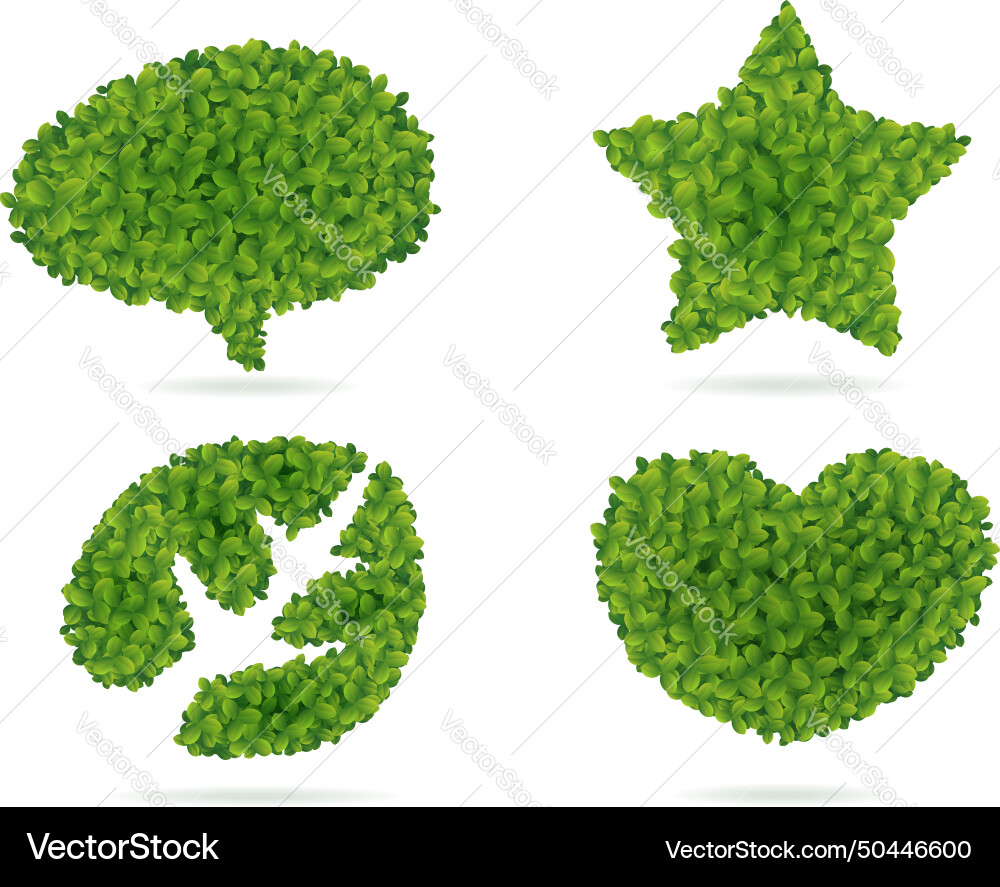 Green leaves shapes Royalty Free Vector Image - VectorStock