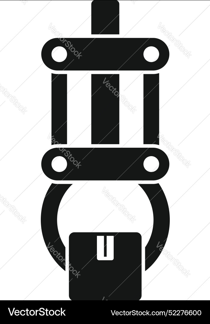Industrial robot arm lifting cardboard box in a Vector Image