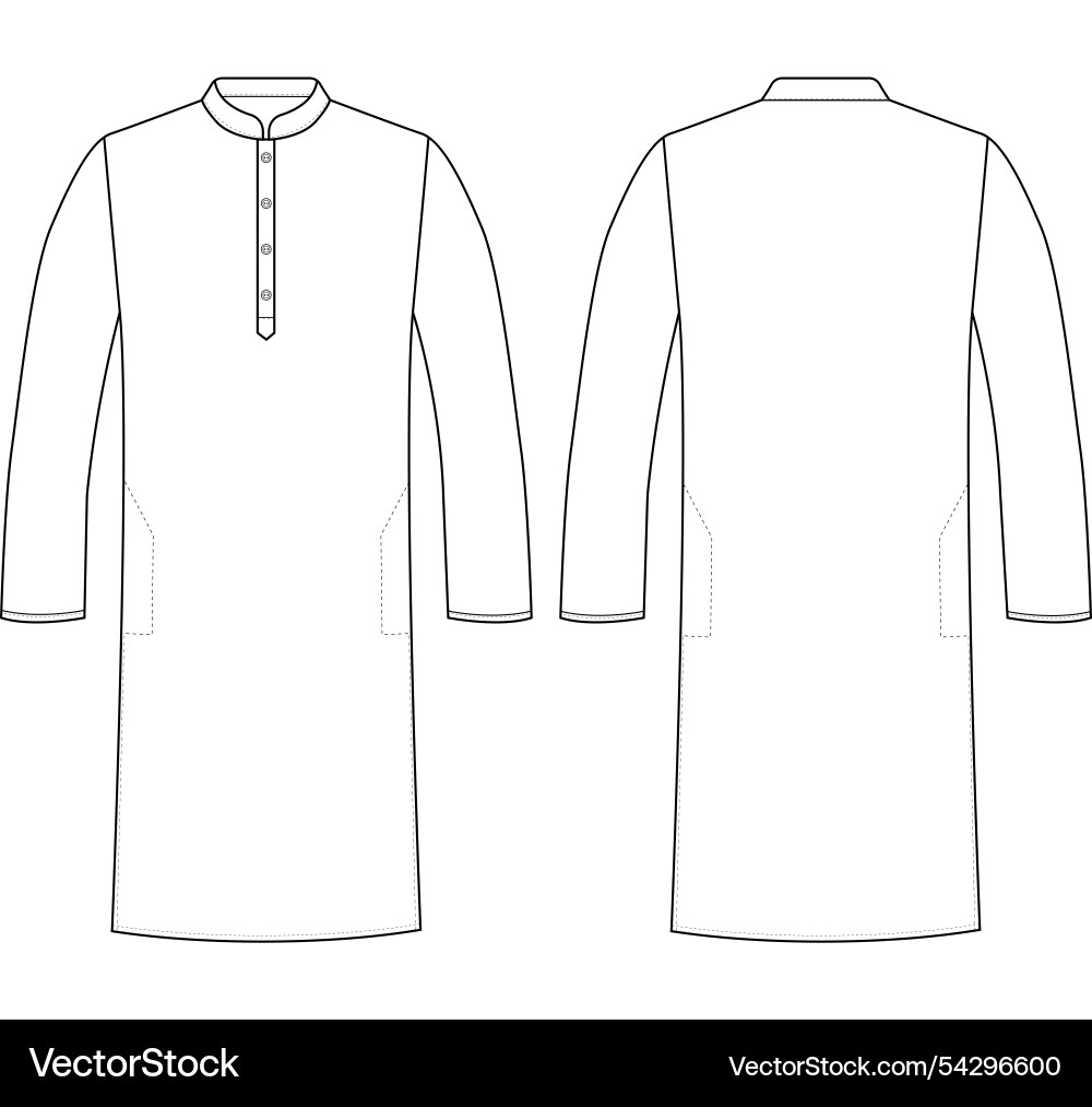 Men mandarin wrap kurta punjabi Royalty Free Vector Image