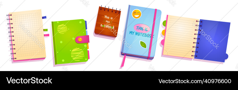 Notebooks notepads diary planners Royalty Free Vector Image