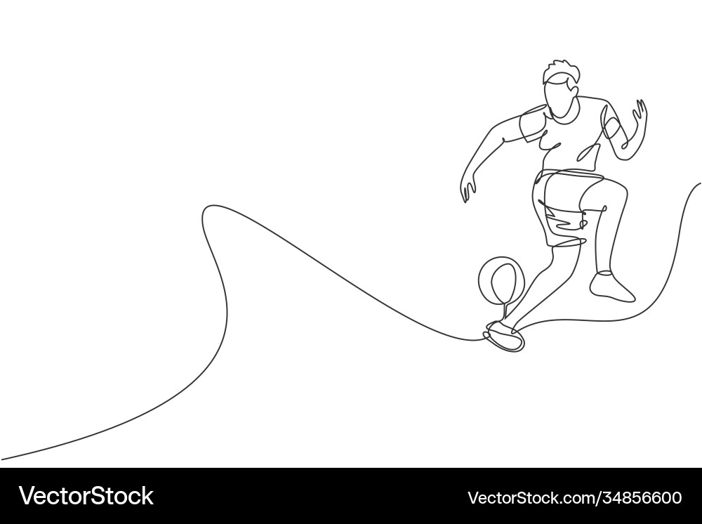 One single line drawing young man perform Vector Image