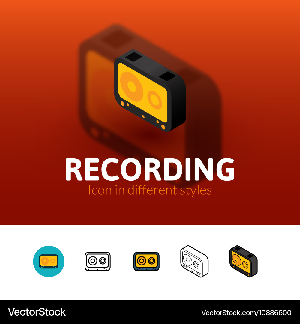 Recording icon in different style Royalty Free Vector Image