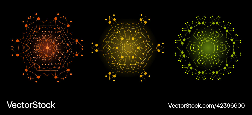 Set of colorful bright lattice shape molecular Vector Image