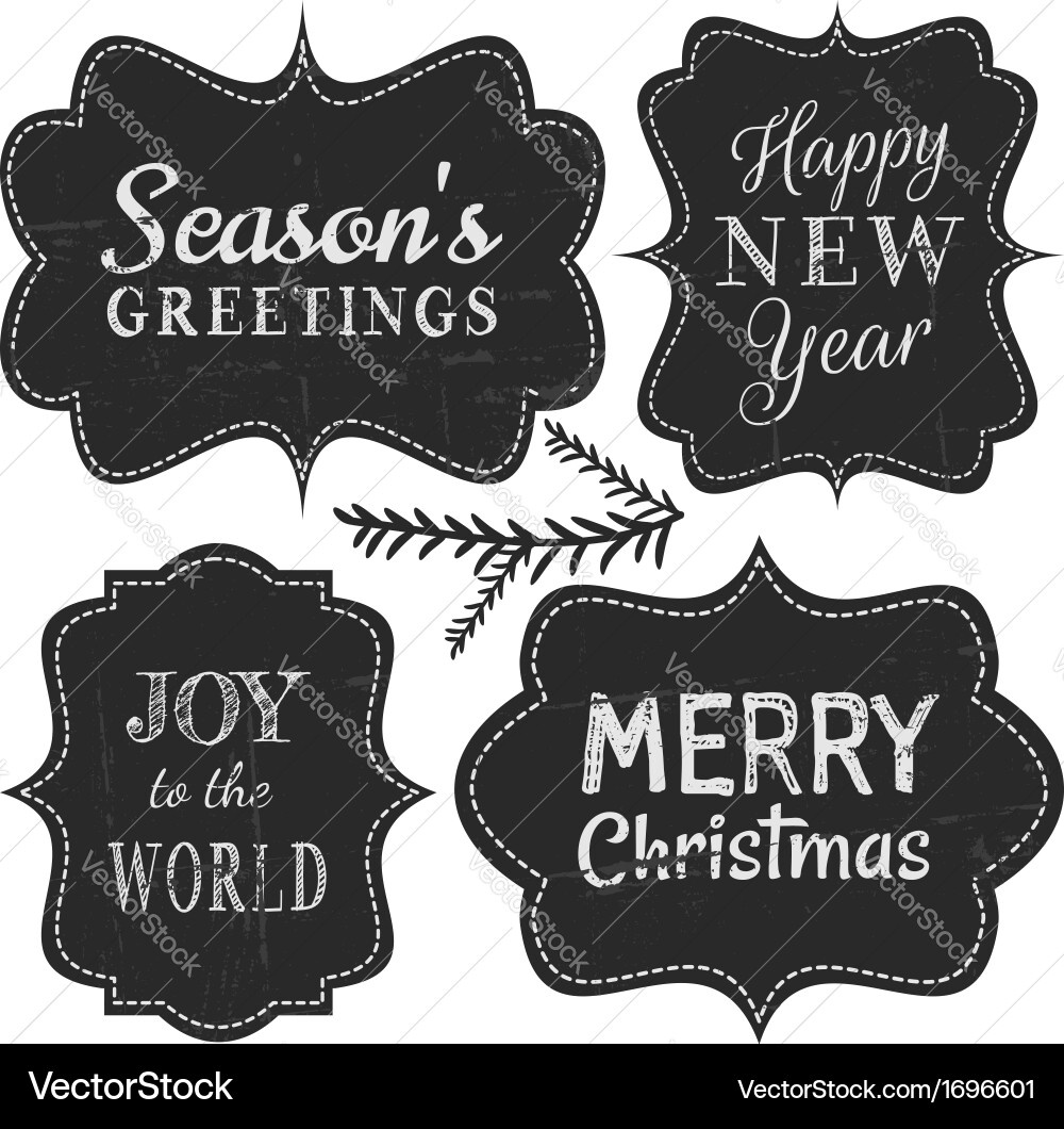 Chalkboard style vintage labels for christmas Vector Image