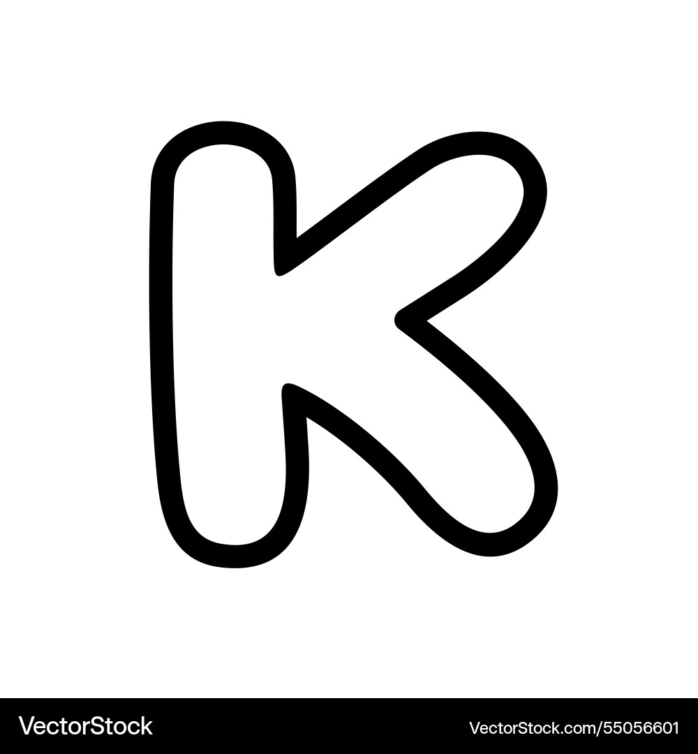 Cute letter k line art Royalty Free Vector Image