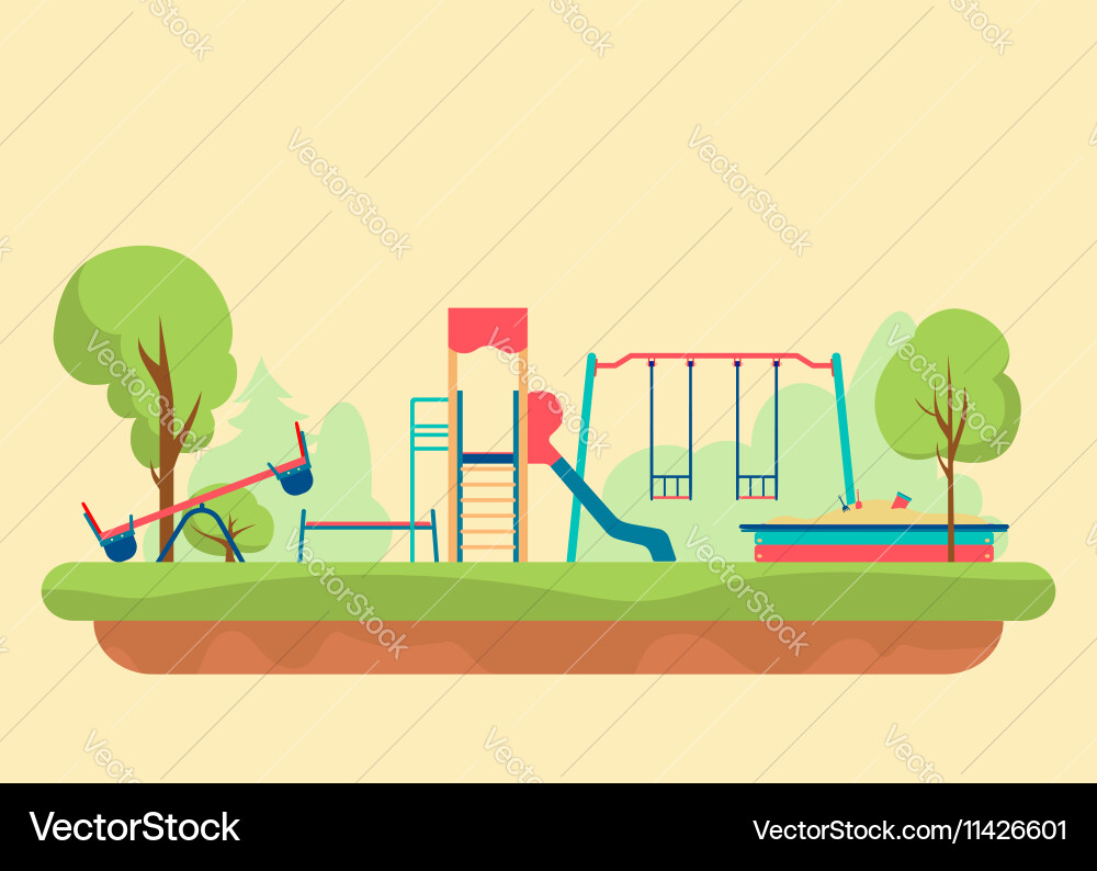 Kids playground flat style set of design elements Vector Image
