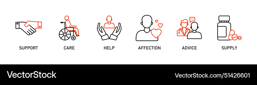 Nursing service banner website icons Royalty Free Vector