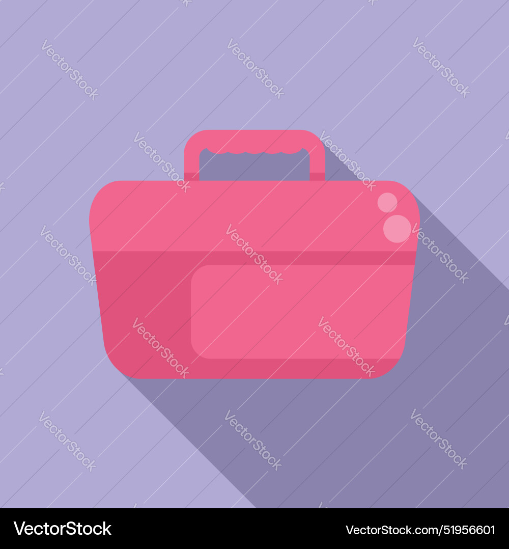 Pink lunch box icon casting a long shadow flat Vector Image